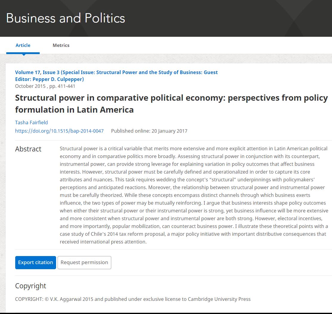 Structural Power in Comparative Political Economy: Perspectives from ...