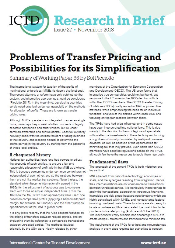 Problems of Transfer Pricing and Possibilities for its Simplification ...