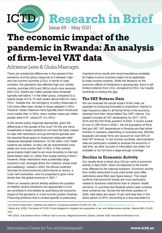 The Economic Impact of the Pandemic in Rwanda: An Analysis of Firm ...