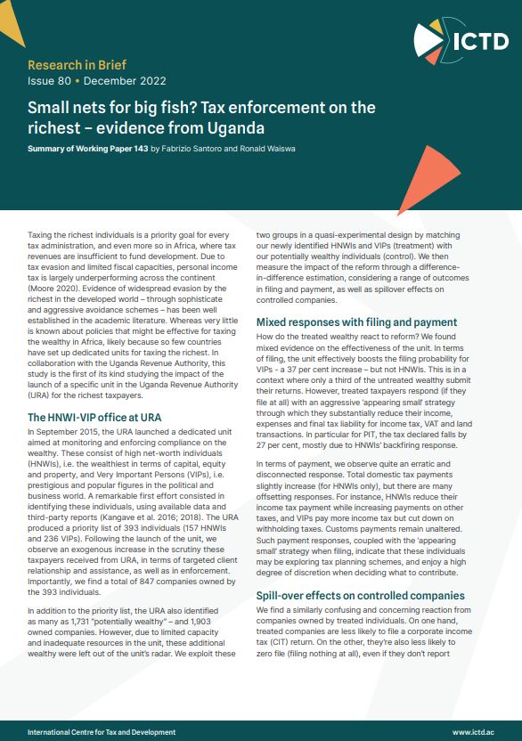 Small Nets for Big Fish? Tax Enforcement on the Richest – Evidence From ...