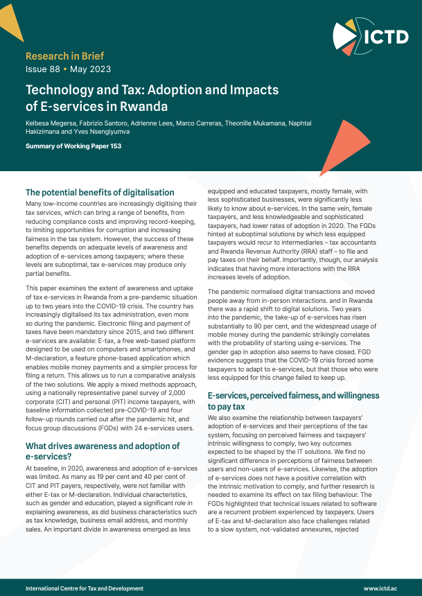 Technology and Tax: Adoption and Impacts of E-services in Rwanda – ICTD