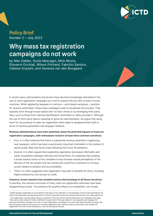 Why Mass Tax Registration Campaigns Do Not Work – ICTD Why Mass Tax Registration Campaigns Do Not Work – ICTD