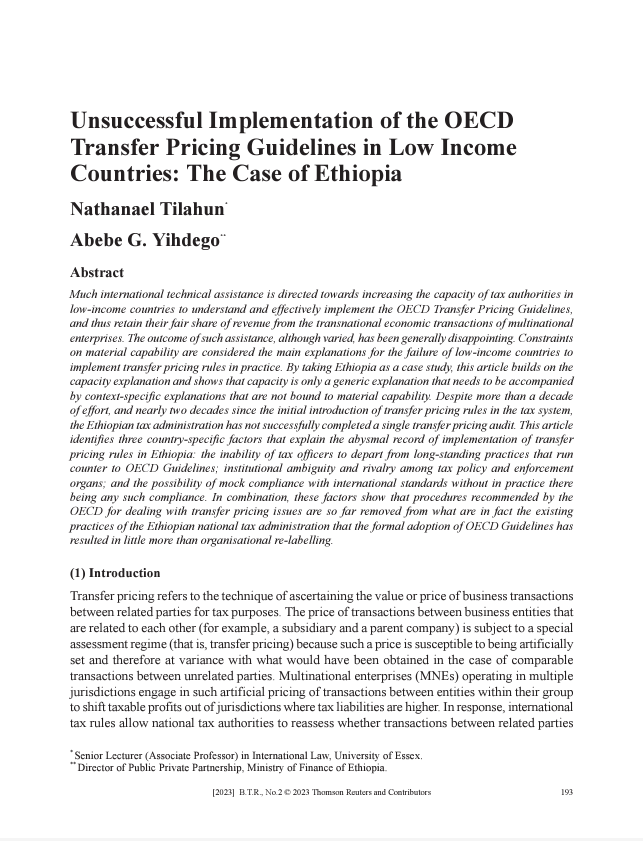 Unsuccessful Implementation of the OECD Transfer Pricing Guidelines in ... Unsuccessful Implementation of the OECD Transfer Pricing Guidelines in ...
