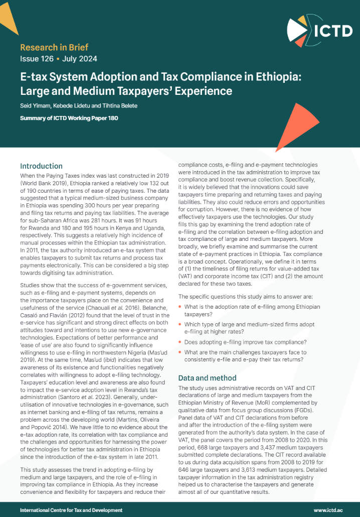E-tax System Adoption and Tax Compliance in Ethiopia: Large and Medium ...
